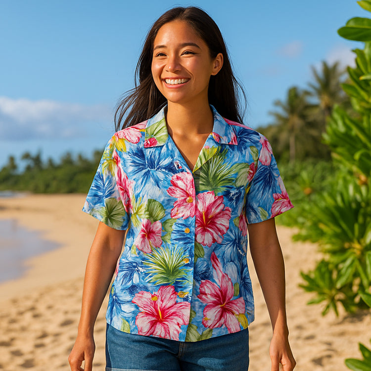 Short Sleeve Hawaiian Blouses – Women’s Island Tops– Aloha Shirts Club