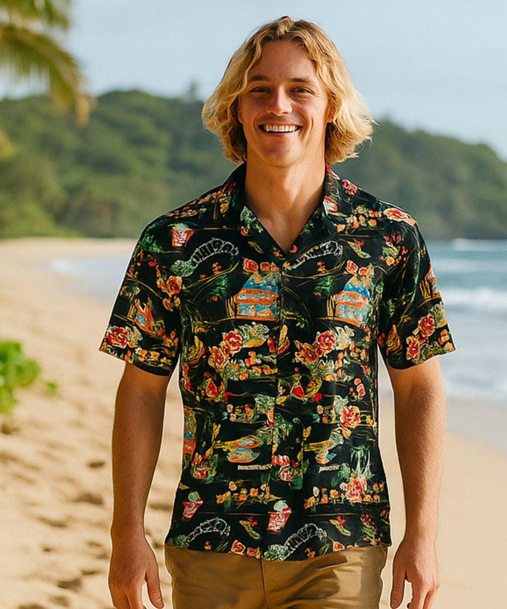 Hawaiian Christmas Surf Rayon Aloha Shirt | Aloha Shirts Club
