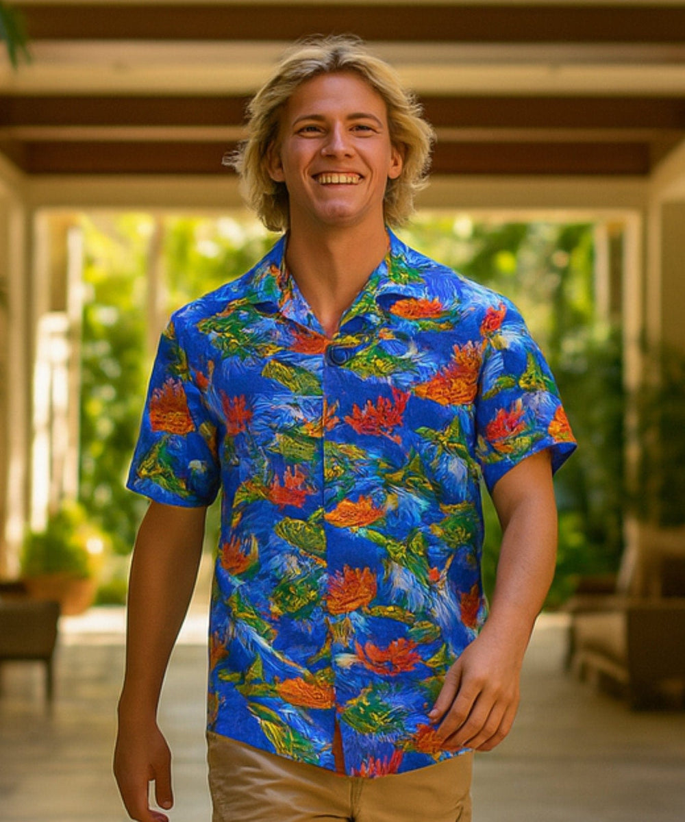 Blue Lagoon Cotton Poplin Hawaiian Shirt– Aloha Shirts Club