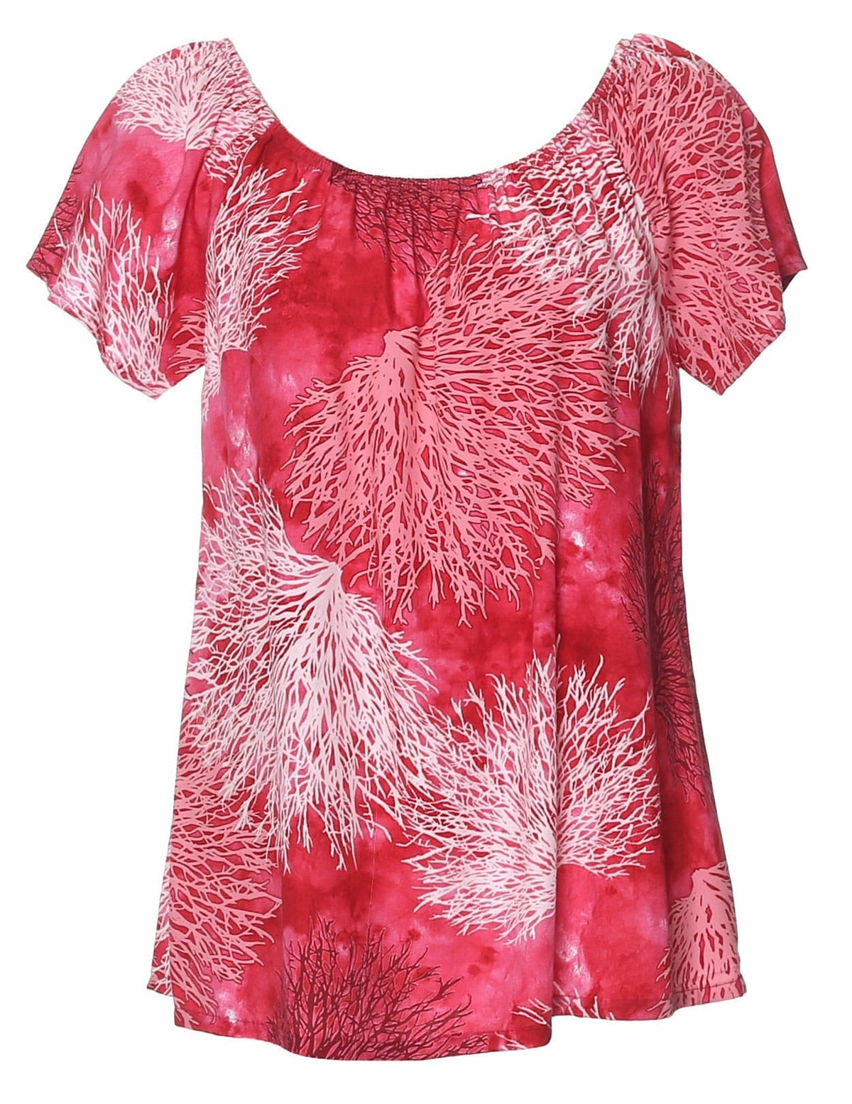 Off-Shoulder Hawaiian Peasant Blouse Island Reef | Aloha Shirts Club